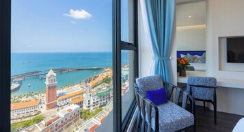 Apartamento de Luxo, 3 quartos, varanda, vista para o mar | Vista para a praia ou o mar
