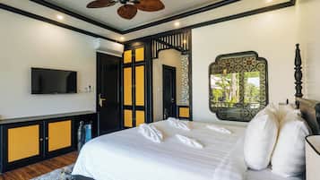 Quarto Duplo Deluxe, vista para o jardim | Cofre com capacidade para portátil, secretária, Wi-fi grátis