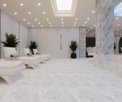 Piscina interna, funciona das 6h às 22h, barracas de cortesia