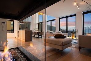 Duplex superluxo, vista para o oceano | Área de estar