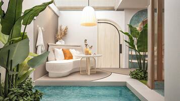 Quarto Duplo Deluxe, varanda, vista para o jardim (Casita with Pool) | Sala de estar