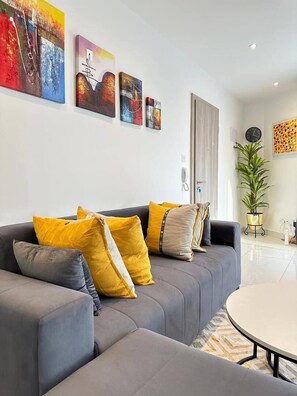 Apartamento superluxo, 1 quarto, para não fumantes | Área de estar