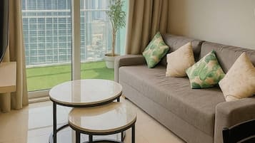 Apartamento, Vista para a cidade | Sala de estar
