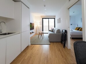 Apartamento (1 Bedroom) | 1 quarto, roupa de alta qualidade, edredões de penas 