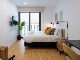 Apartamento (1 Bedroom) | 1 quarto, roupa de alta qualidade, edredões de penas 