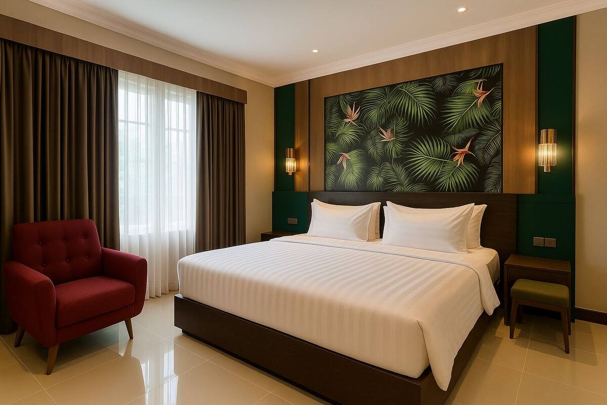 Quarto luxo | Cofres nos quartos, escrivaninha, espaço de trabalho para notebook