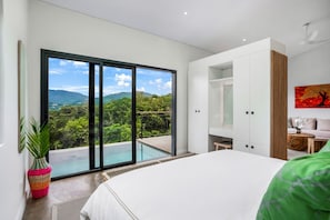 Villa de Luxo, 1 cama king-size e sofá-cama, piscina privativa, vista para o mar | Secretária adequada para computadores portáteis, Wi-fi grátis