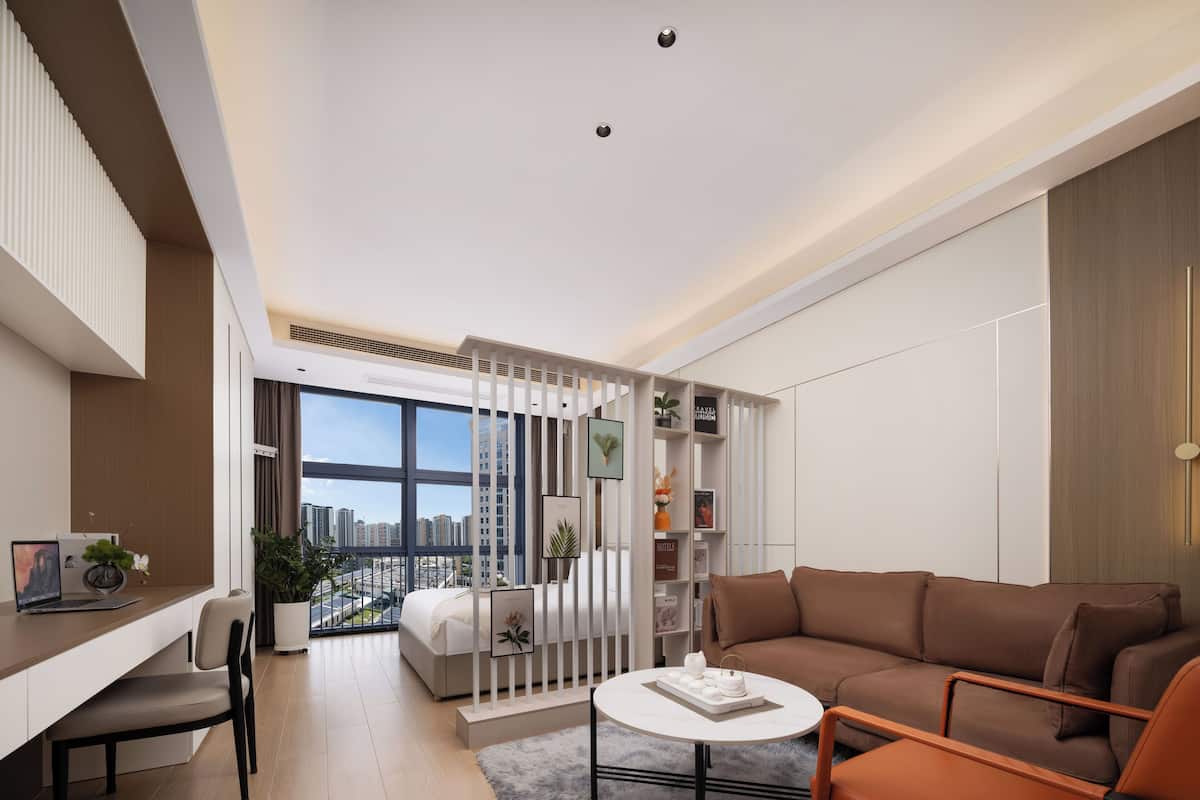 Quarto Duplo Superior, Vista para a cidade | Roupa de alta qualidade, secretária
