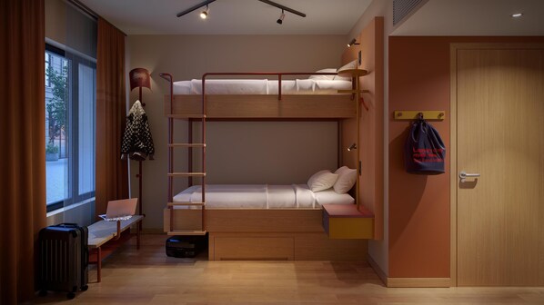 Quarto (Queen) | Roupas de cama antialérgicas, cortinas blackout, Wi-Fi de cortesia