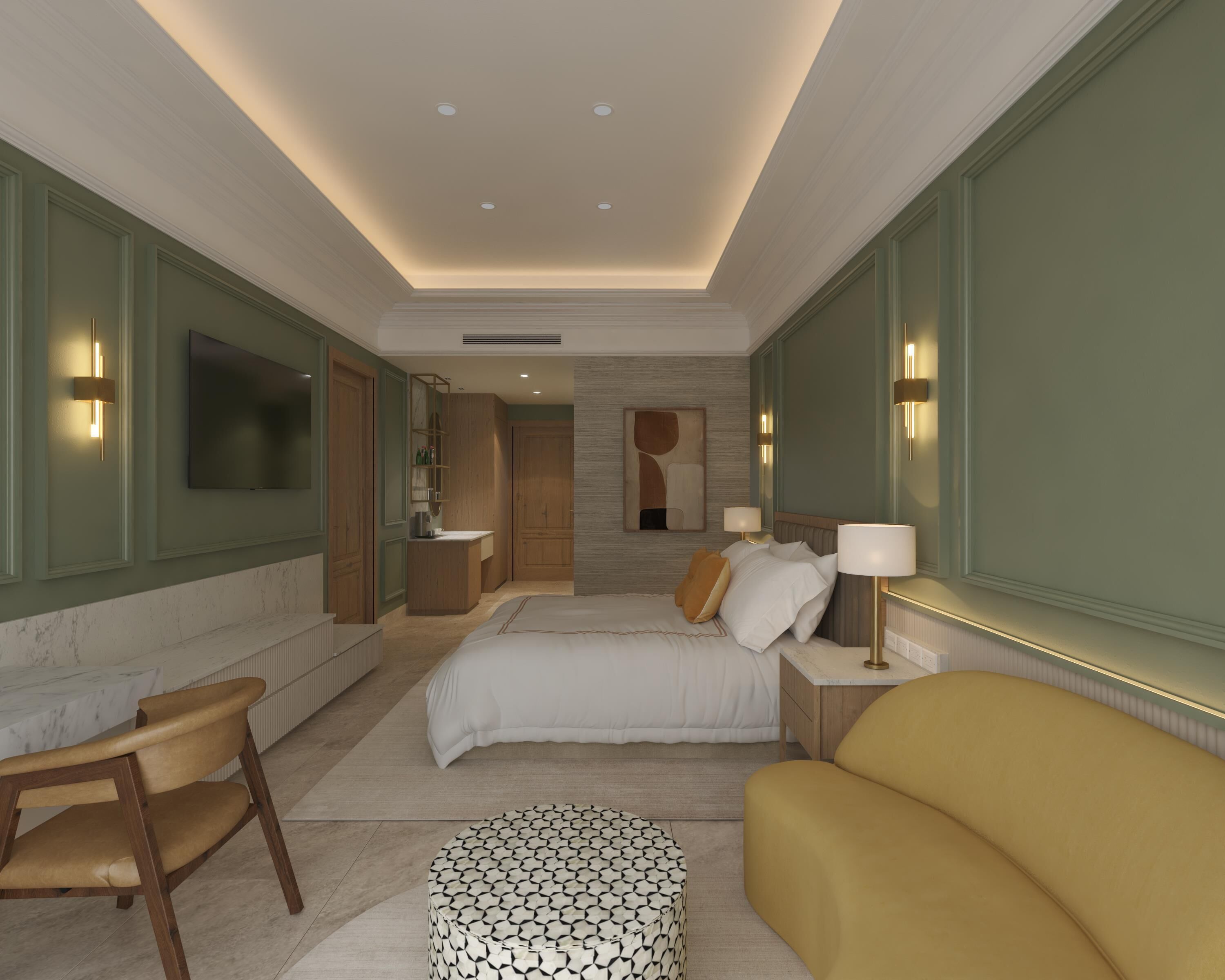 Cofre no quarto, cortinas/cortinados opacos, ferro/tábua de engomar 