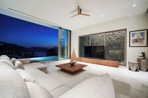 Villa Exclusiva, 5 quartos, vista para o mar, no canto | Sala de estar