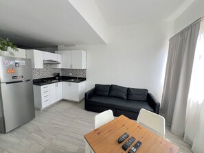 Suite Júnior | Cozinha privada | Um frigorífico/congelador grande, uma placa de cozinha