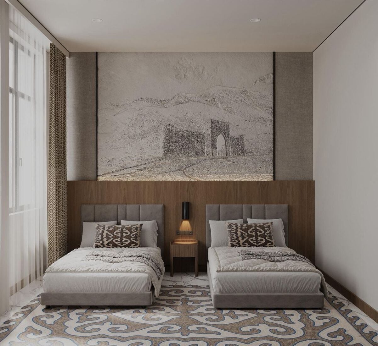 Quarto Twin Standard | Secretária, secretária adequada para computadores portáteis 