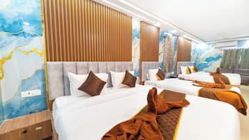Quarto Triplo Familiar | Roupa de alta qualidade, edredões de penas