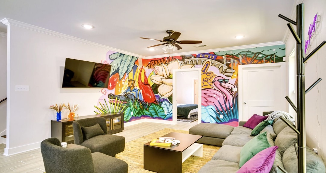 Midcity Mural House - Lsu - 3bed Modern Amenities - Belle of Baton Rouge