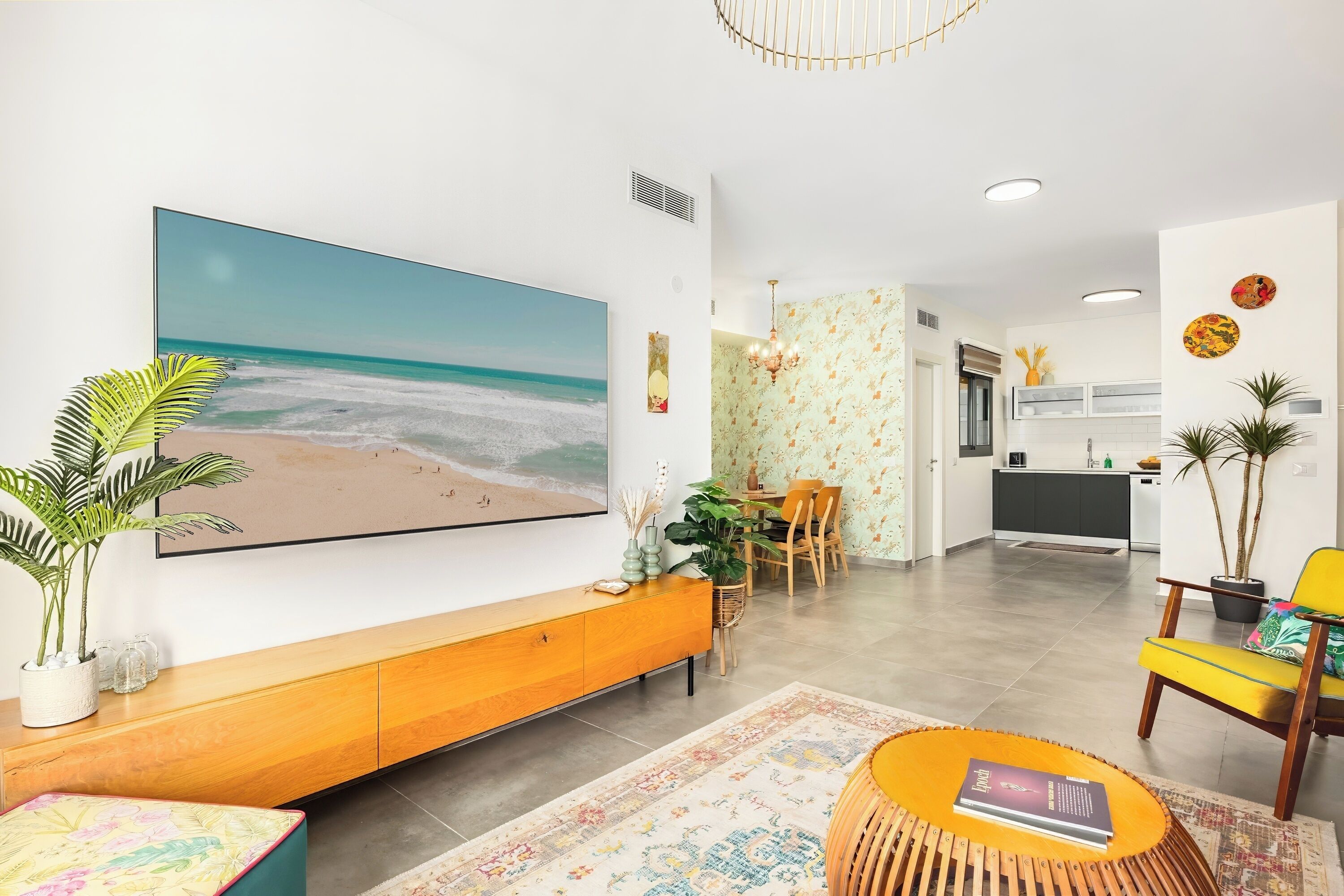 Apartamento, vista para a praia | Área de estar