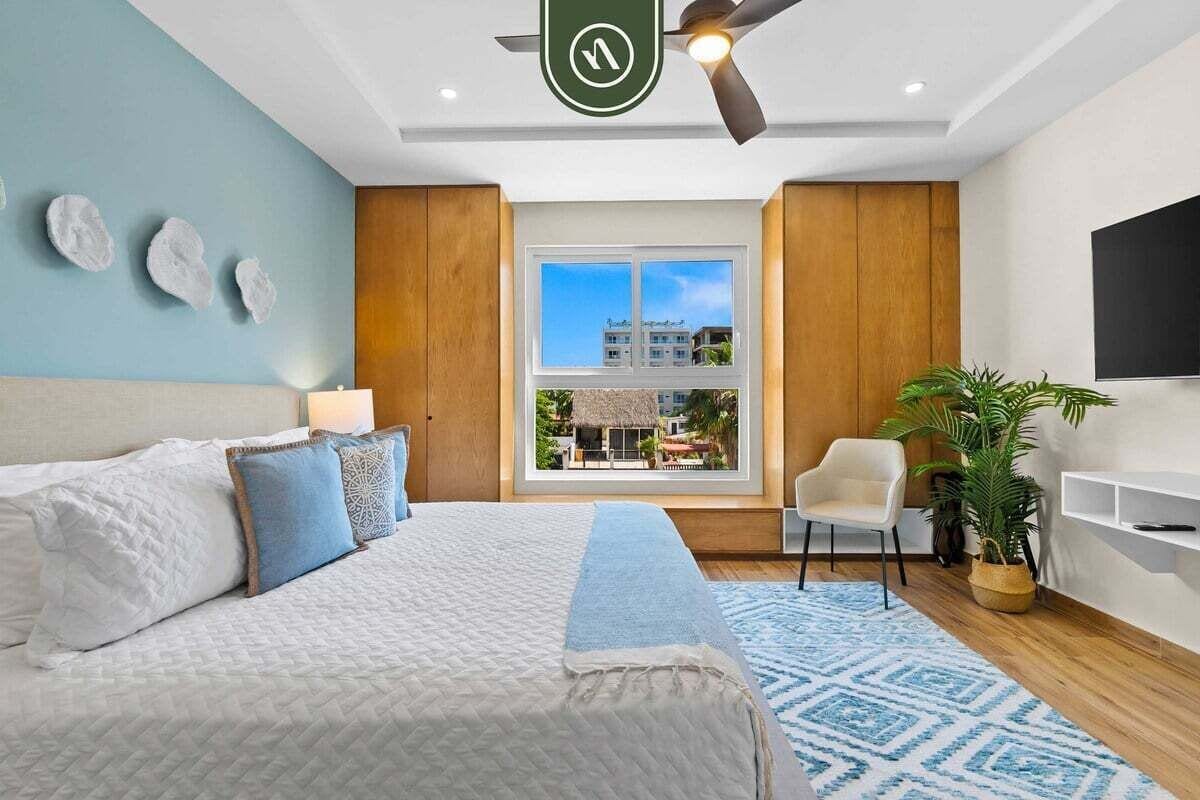 Apartamento em Condomínio Fechado, 1 cama king-size e sofá-cama, vista para o oceano (Naarena 401) | 2 quartos, com decoração personalizada, com mobília individualizada 