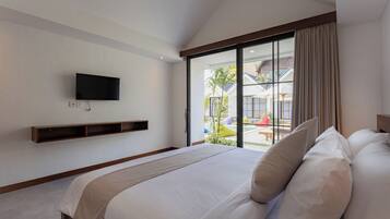 Quarto Duplo Deluxe, vista para a piscina | Ferro/tábua de engomar, Wi-fi grátis