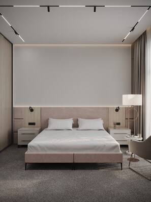 Quarto Duplo ou Twin Empresarial, varanda | Sala de estar | Televisor de ecrã plano de 43 polegadas com canais digitais