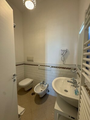 Chuveiro, produtos de toalete grátis, secador de cabelo 