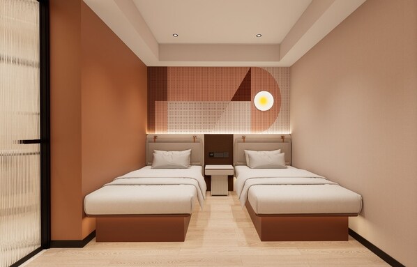 Quarto duplo luxo | Frigobar (abastecido com itens grátis), escrivaninha