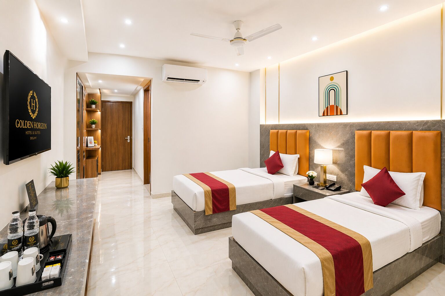 Quarto Duplo Deluxe | Ferro/tábua de engomar, Wi-fi grátis, roupa de cama fornecida 
