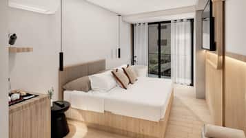Quarto Deluxe, 1 cama de casal, varanda | Cofre com capacidade para portátil, secretária
