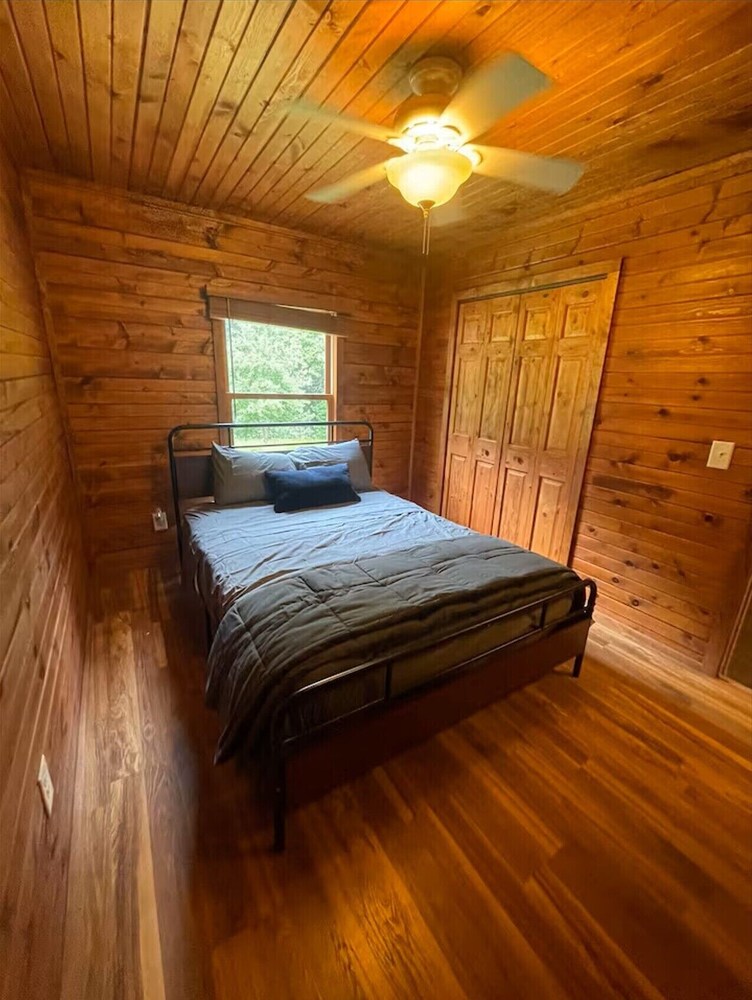 Cozy Log Cabin overlooking a pond with a fire pit, game area and rustic charm - Rock Island ...