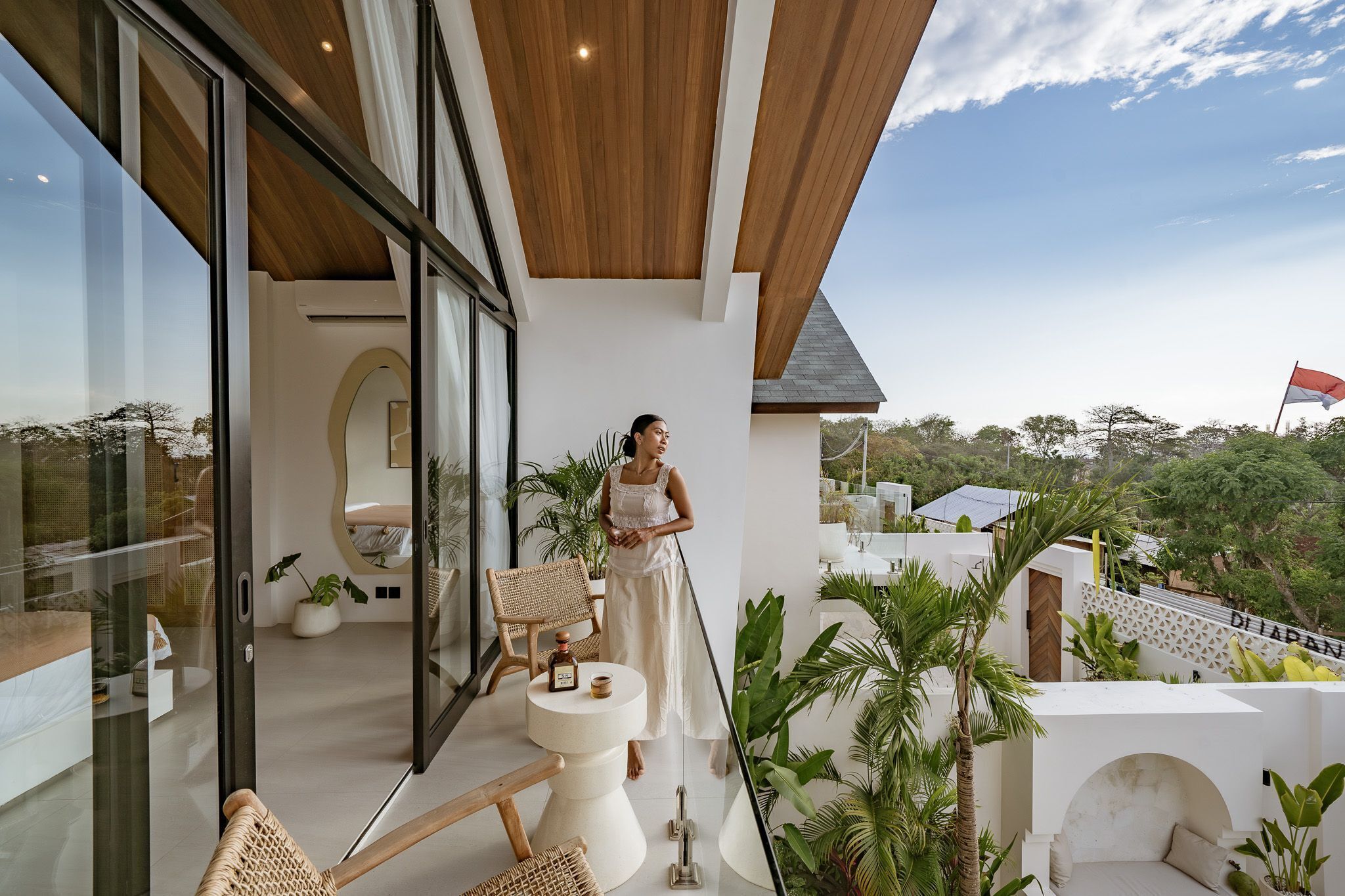 Vila superluxo, 1 cama King, vista para a piscina | Vista da sacada