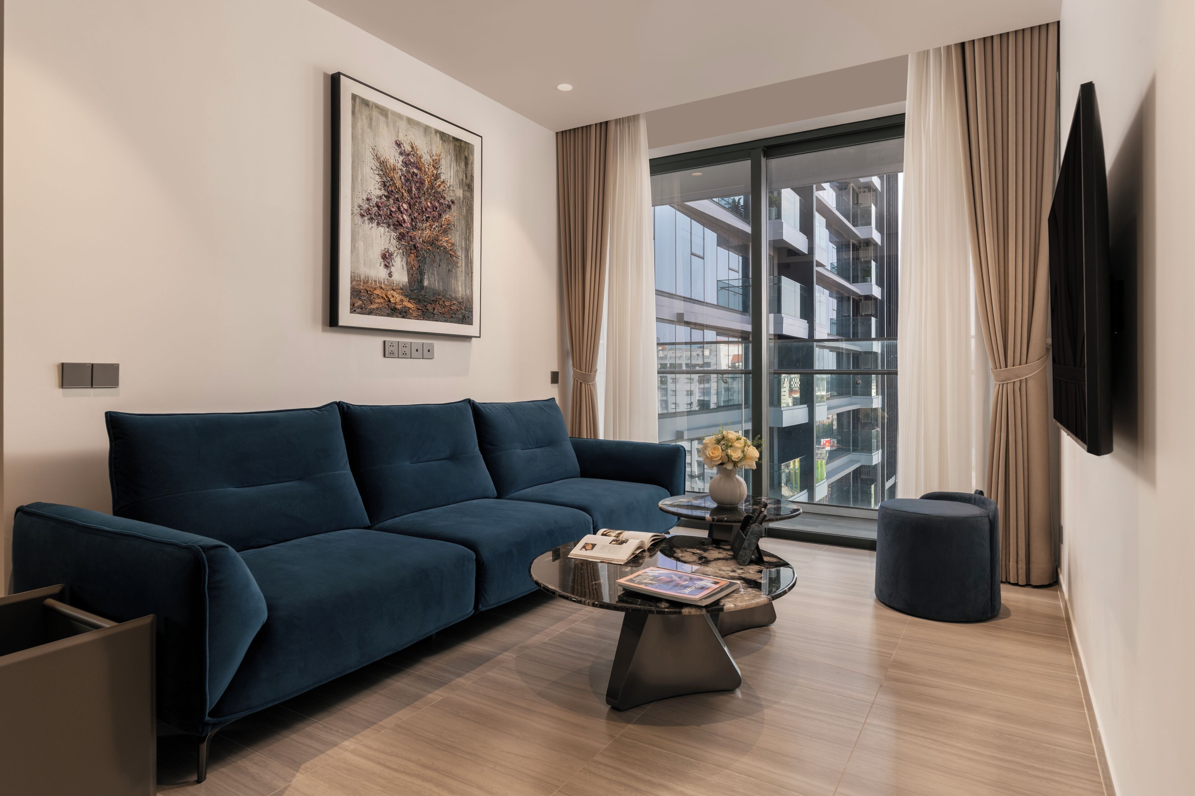 Apartamento Premium, 2 quartos, Vista para a cidade | Roupa de alta qualidade, edredões de penas 