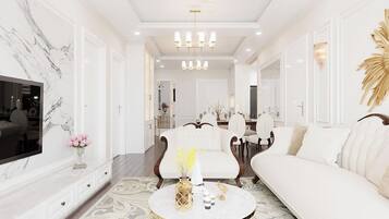 Apartamento Superior, 3 quartos, varanda, Vista para a cidade | Roupa hipoalergénica, minibar, com decoração personalizada