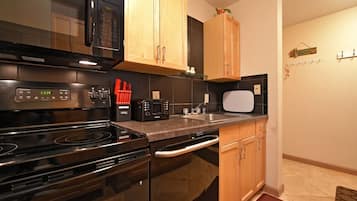 Apartamento em Condomínio Fechado, 1 quarto, vista para o oceano | Cozinha privada