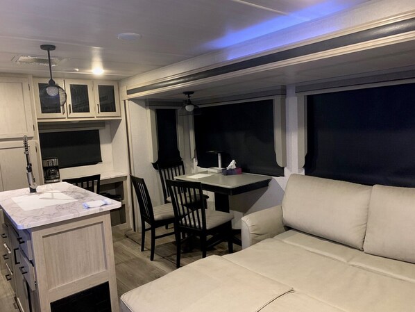 32' RV with slide-outs. Gas and Electric heating and hot water ...