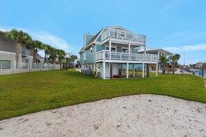 Sandy Sunset Sound front 4BR Home Two Decks w/ Sunset Views Boat Dock ...