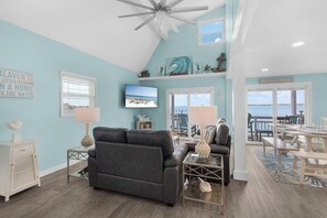 Sandy Sunset Sound front 4BR Home Two Decks w/ Sunset Views Boat Dock ...