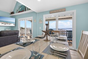 Sandy Sunset Sound front 4BR Home Two Decks w/ Sunset Views Boat Dock ...