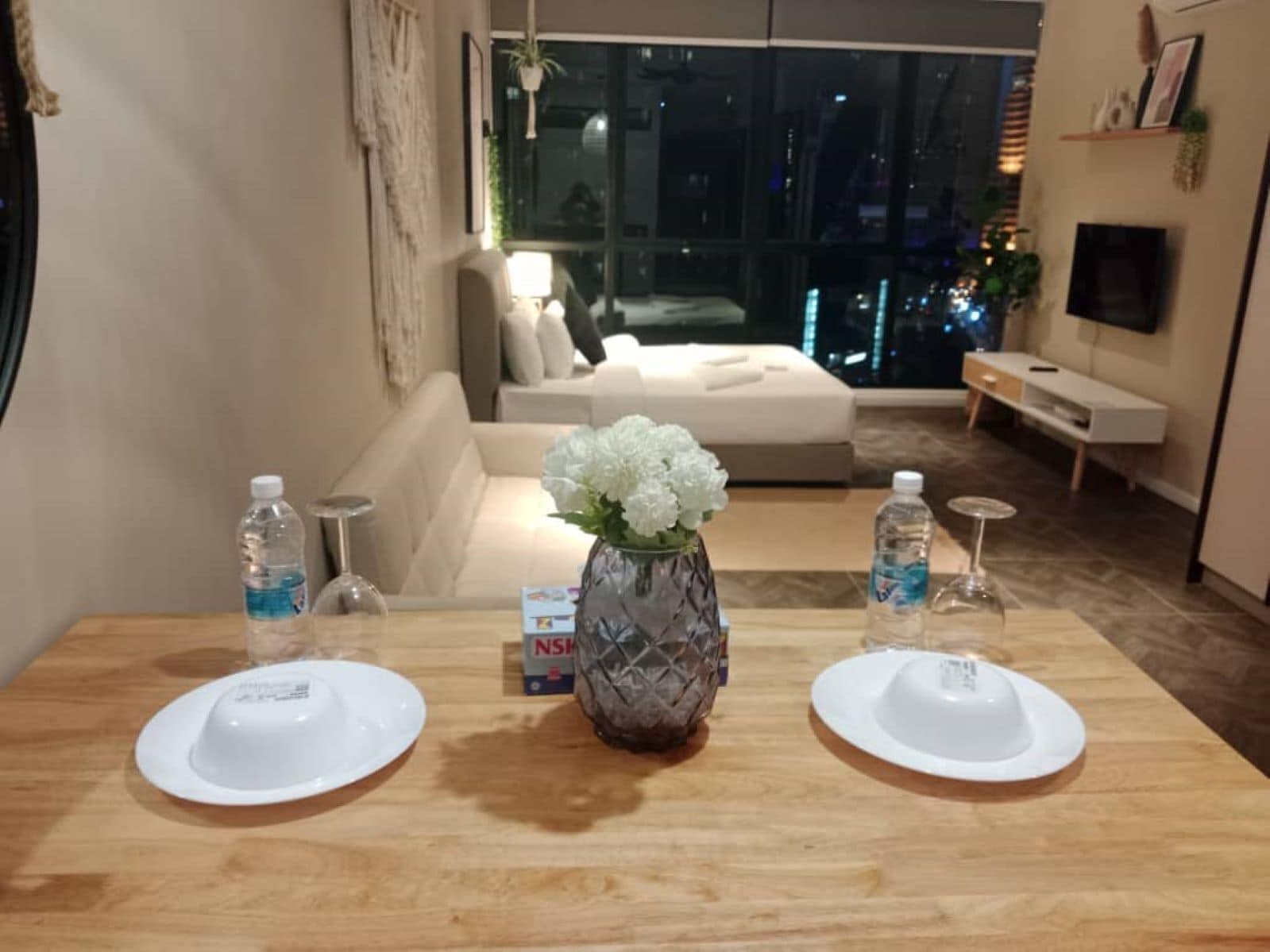 Estúdio Familiar, 1 cama queen-size, Vista para a cidade | Lençóis de algodão egípcio, roupa de alta qualidade 