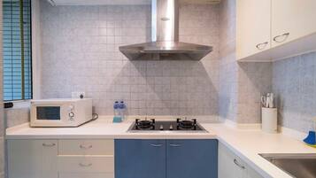 Apartamento, 1 quarto, cozinha, vista para a cidade | Cozinha americana privada