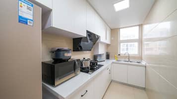 Apartamento superior, 3 quartos, cozinha, vista para a cidade | Cozinha americana privada