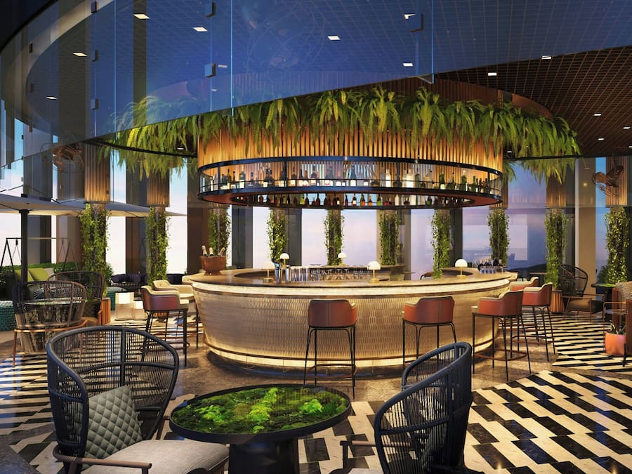 Bar na cobertura, vistas para o mar, aberto todos os dias