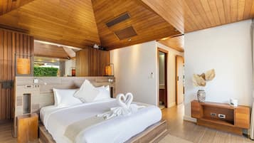 Villa de Luxo, vista para a praia | Roupa de alta qualidade, cofre no quarto, secretária