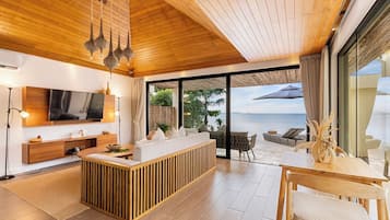 Villa de Luxo, vista para a praia | Roupa de alta qualidade, cofre no quarto, secretária