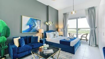 Estúdio Exclusivo, varanda, Vista para a cidade | Cofre no quarto, secretária adequada para computadores portáteis