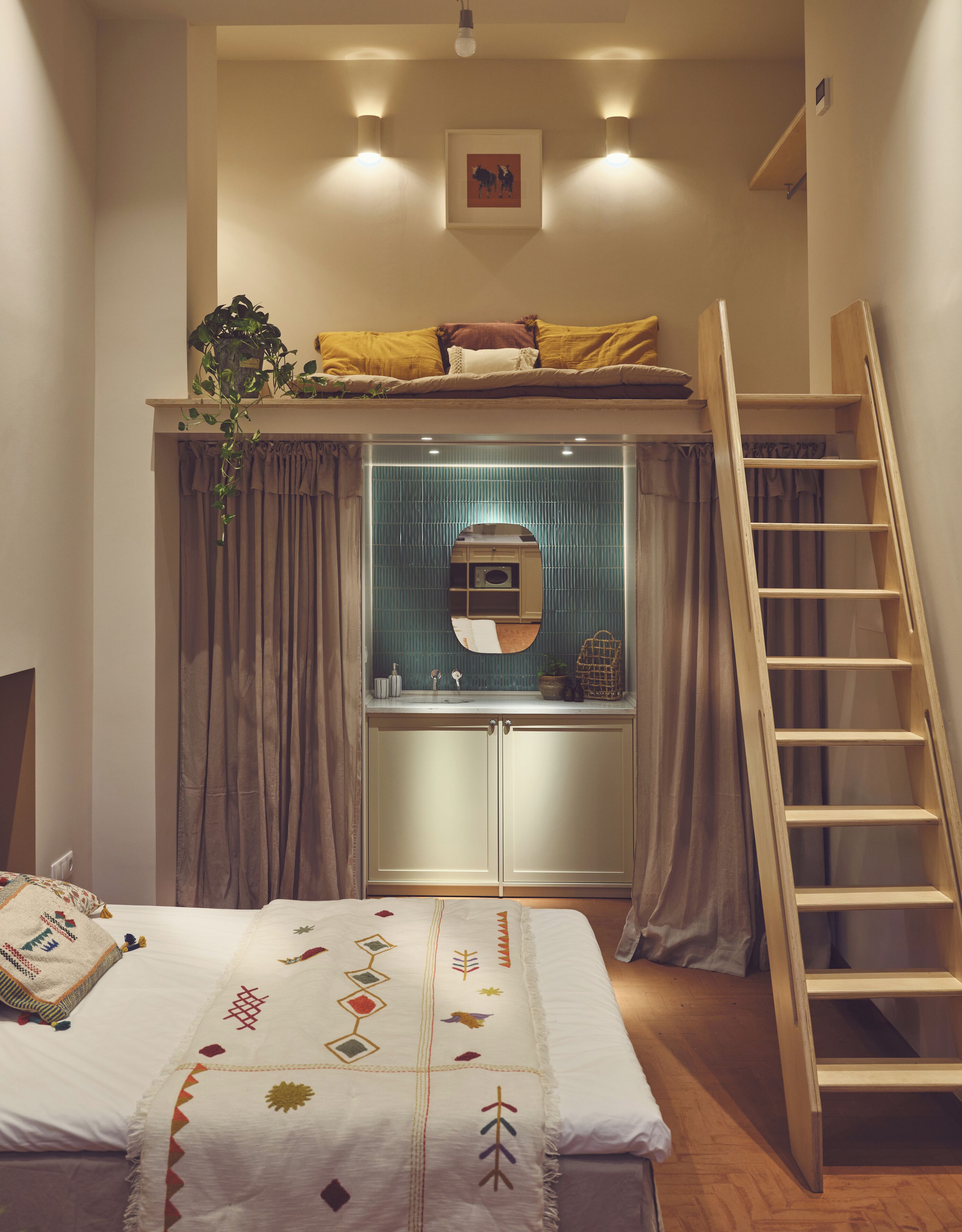 Suíte estúdio urbana, 1 cama Queen | Roupas de cama premium, individualmente decorados