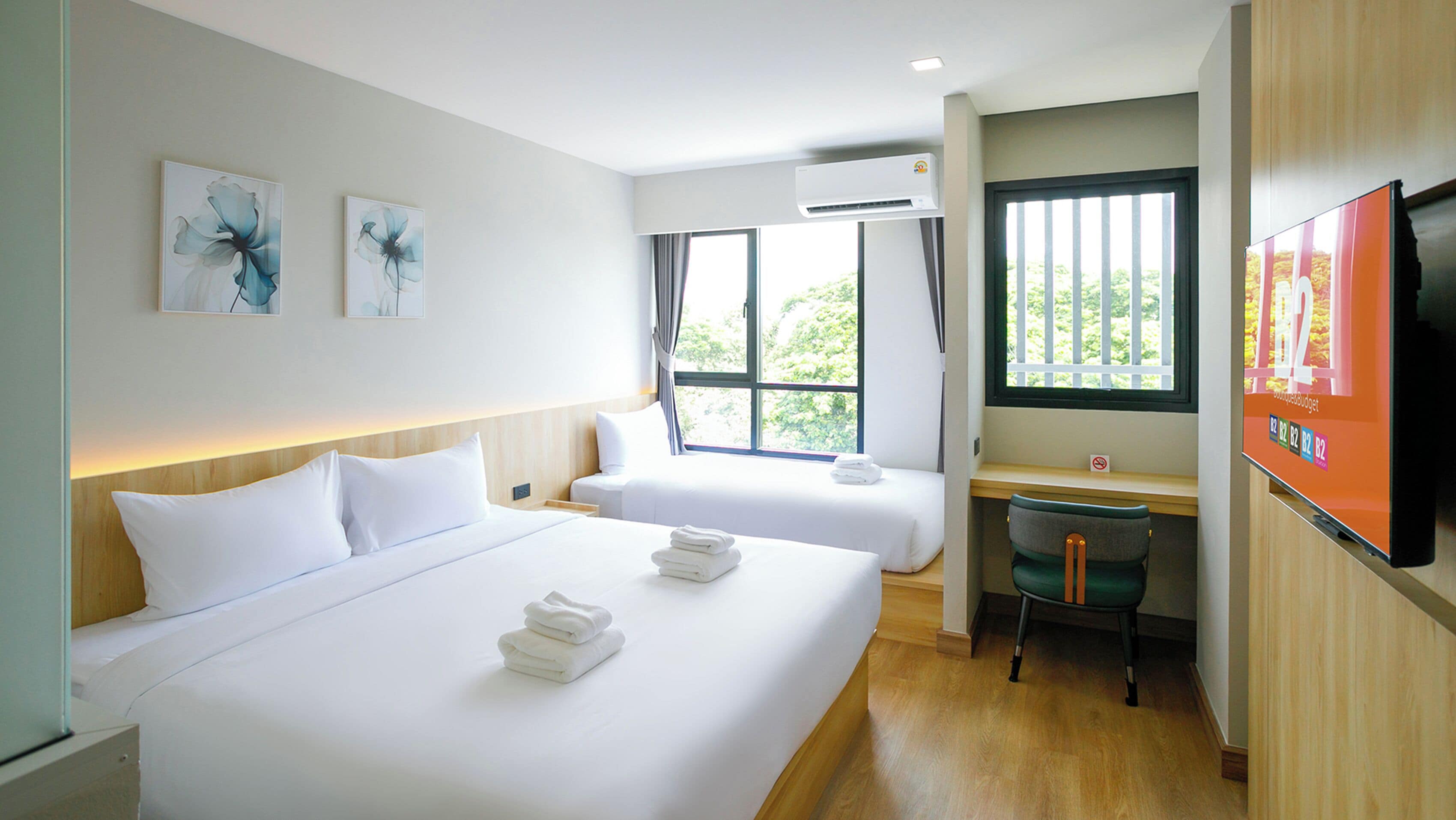 Quarto Triplo Deluxe | Cofre no quarto, cortinas/cortinados opacos, Wi-fi grátis 