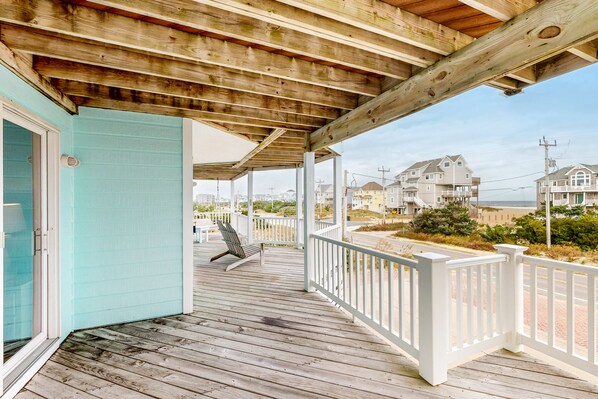 Ocean-view house with pool, hot tub, game room, balcony, deck, & beach ...
