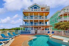 Waterfront home with amazing sound view, private pool, hot tub, & game ...