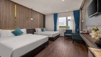 Roupas de cama premium, edredons de pluma, cofres nos quartos