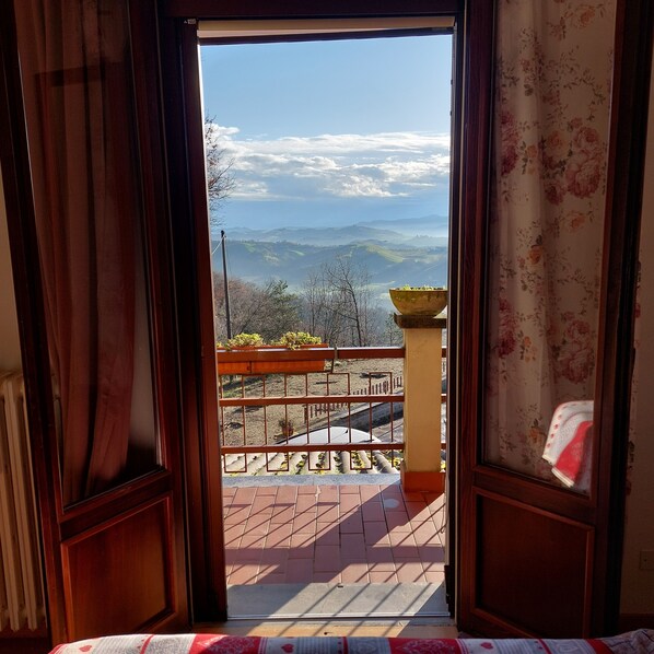 Quarto Duplo, varanda, vista para o pátio