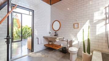 Villa Deluxe, 2 quartos, piscina privativa, vista para a piscina | Casa de banho